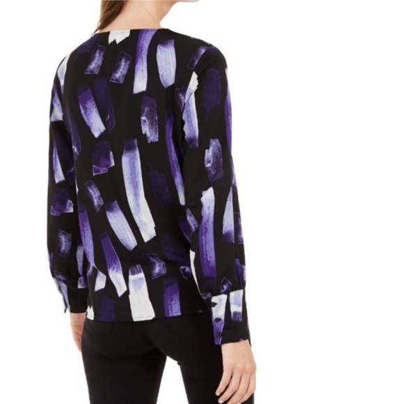 Alfani | Tops | Nwt Beautiful Black And Purple Wrap Style Top | Poshmark